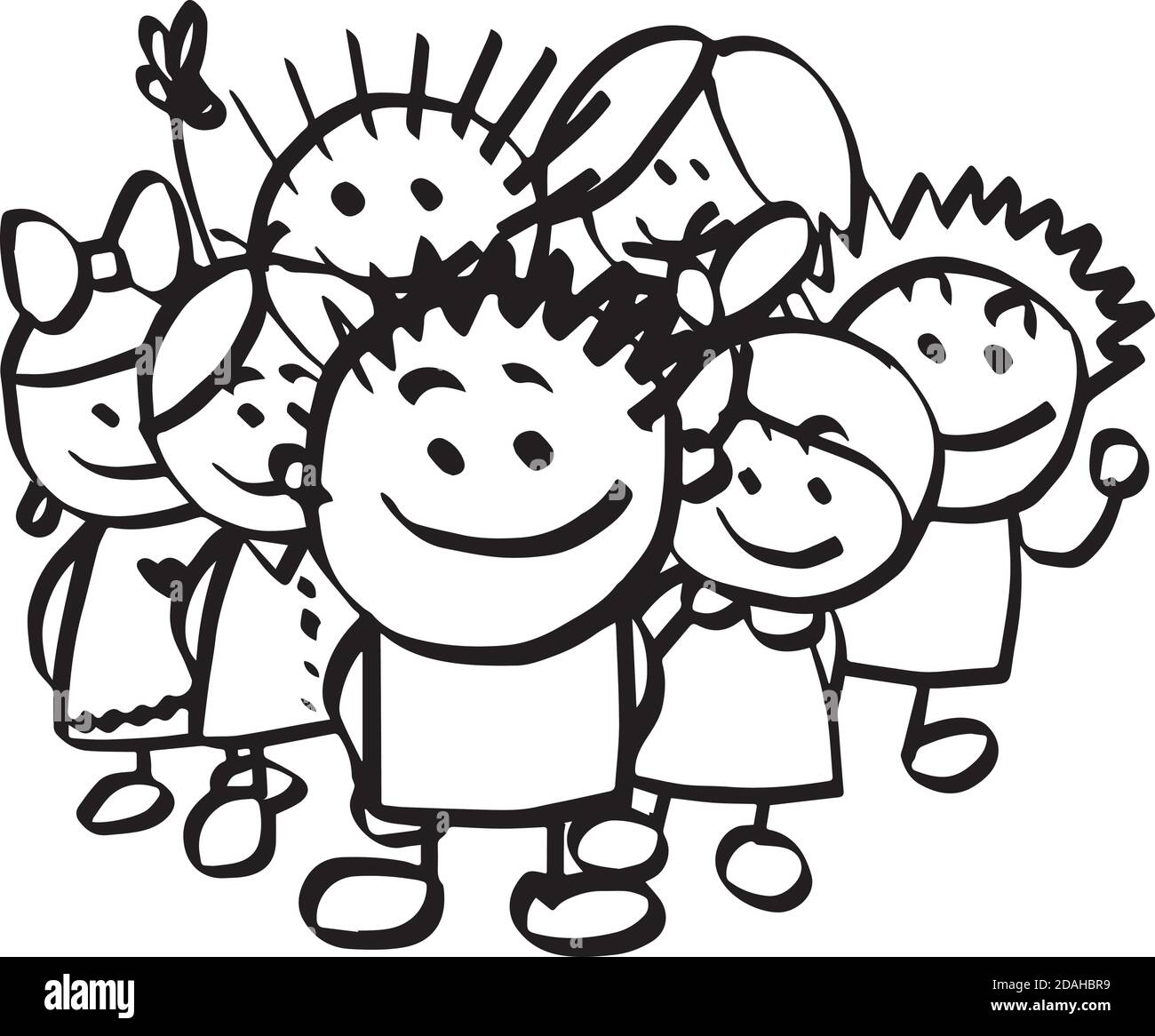 illustration vector hand drawn doodle of children group isolated on ...