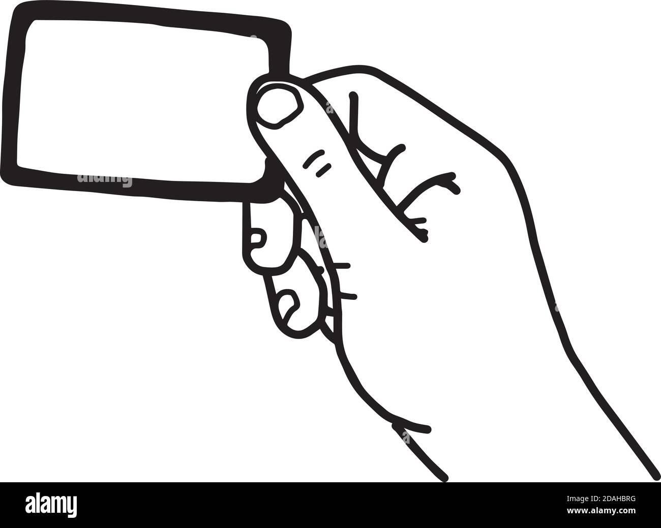 illustration vector hand drawn sketch of hand holding blank card ...