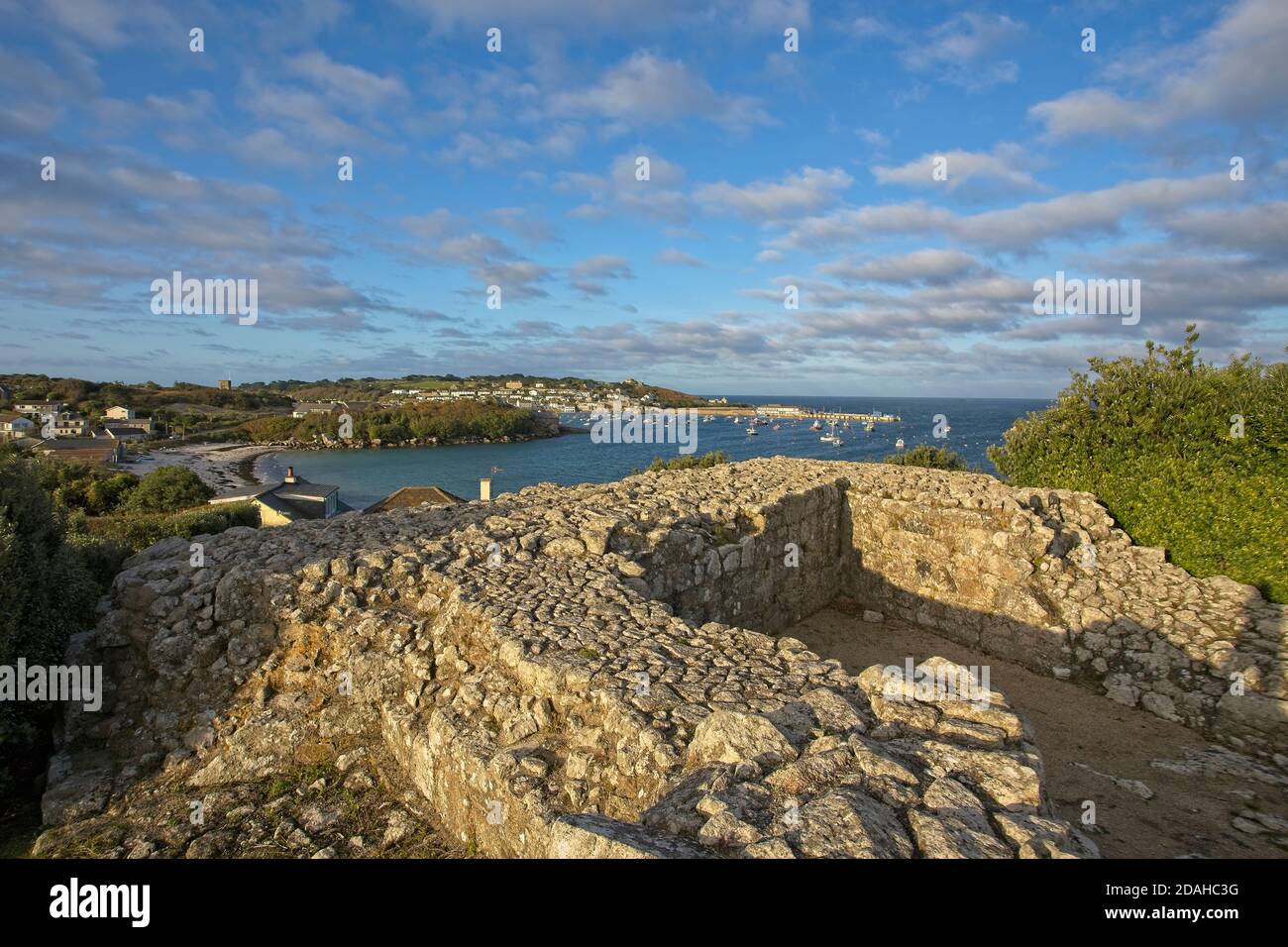 Harry's Walls overlooking Hugh Town harbour, St Mary's, Isles of Scilly ...