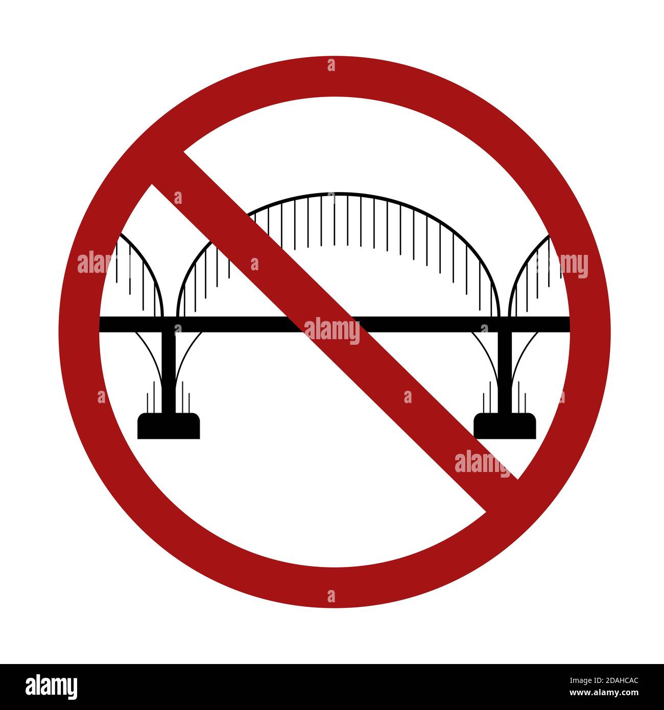 Ban on the construction of bridges. Black silhouette of a bridge on ...