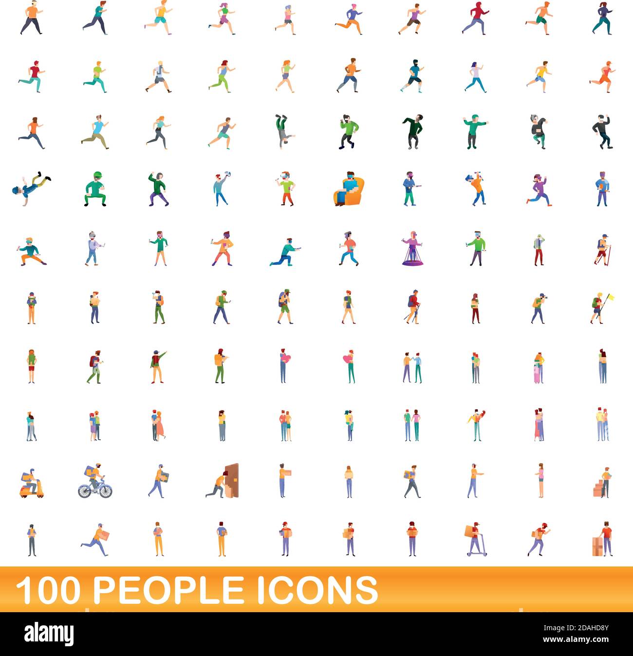 100 people icons set. Cartoon illustration of 100 people icons vector ...
