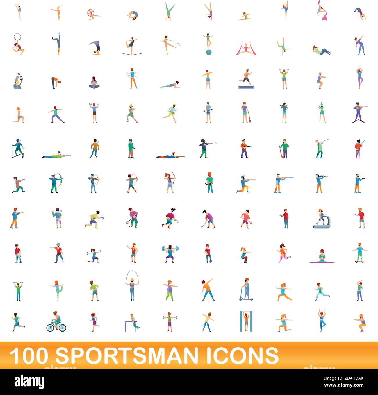 100 sportsman icons set. Cartoon illustration of 100 sportsman icons ...