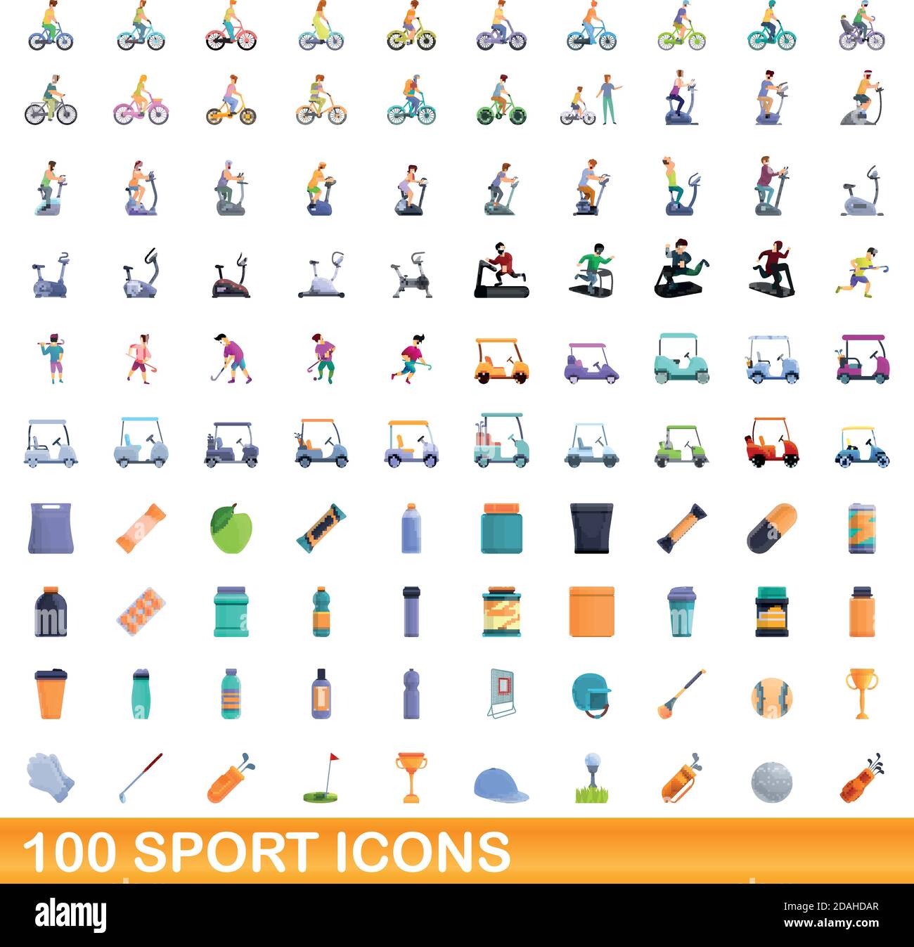 100 sport icons set. Cartoon illustration of 100 sport icons vector set ...