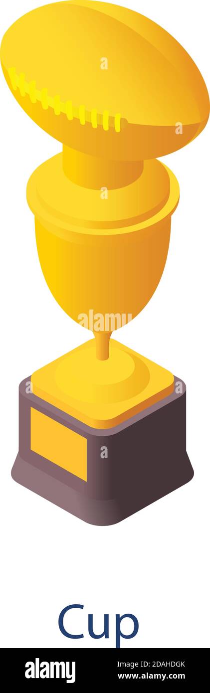 American football gold cup icon. Isometric of american football gold ...