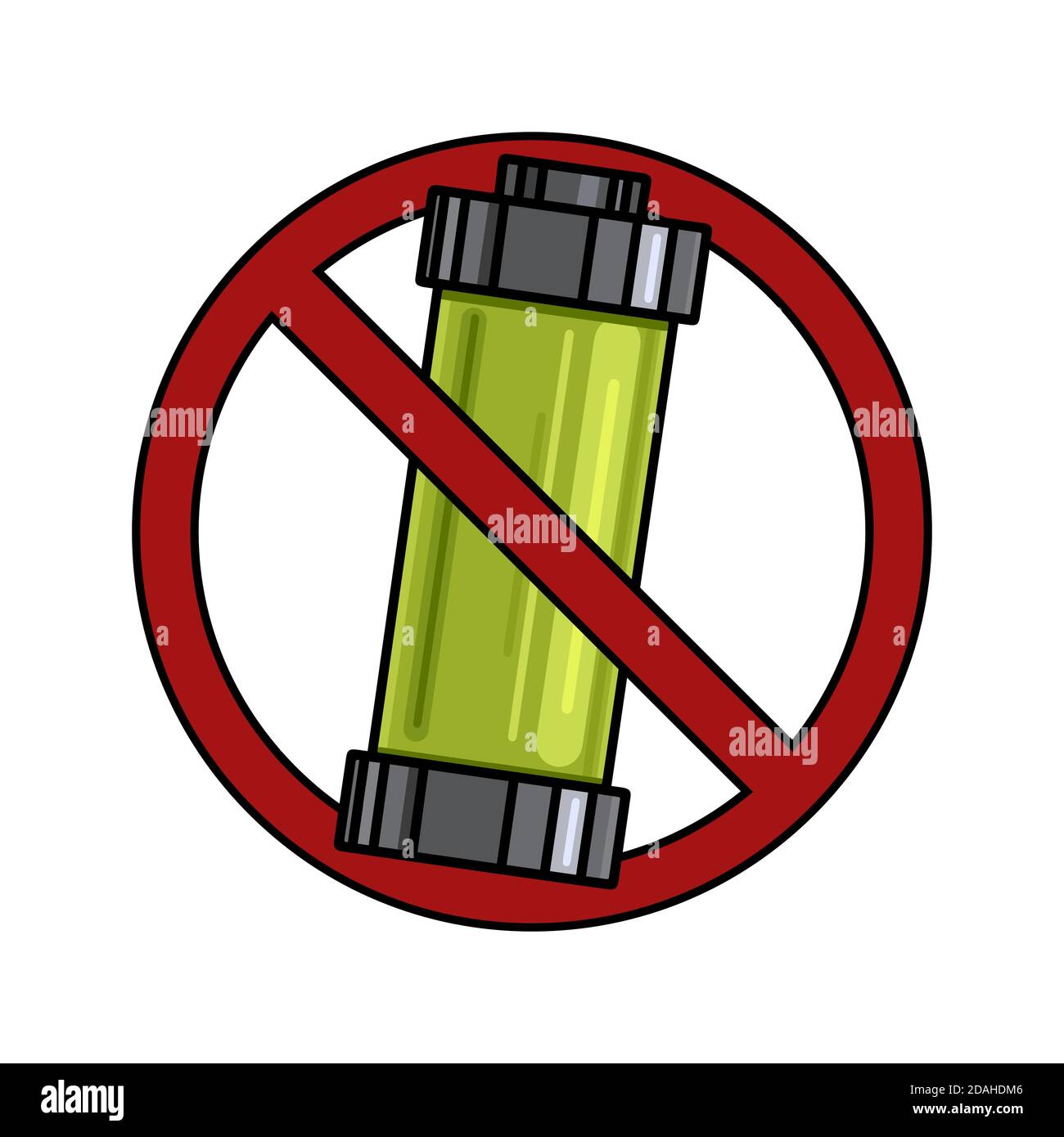 Prohibition of the use of batteries. Cartoon contour illustration of an ...