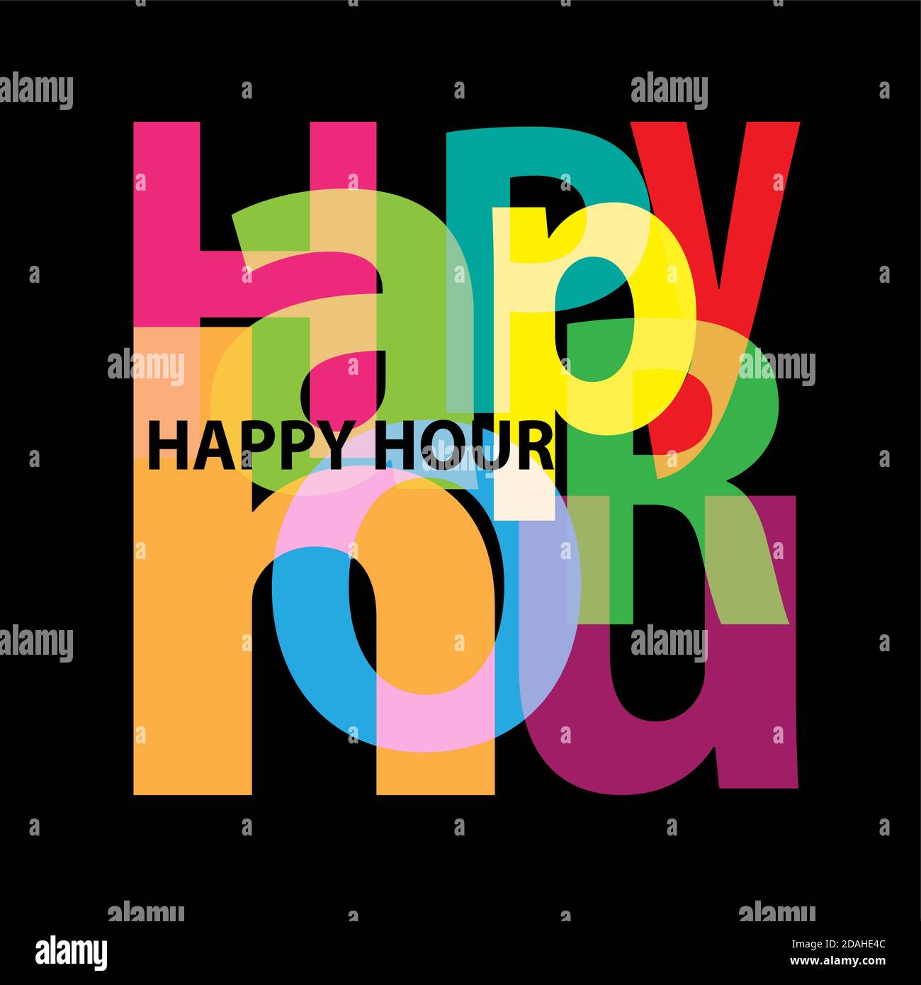 Vector Happy hour. Broken text Stock Vector Image & Art - Alamy