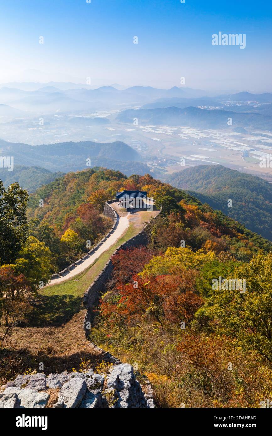 Beautiful Korean autumn scenery. Colorful autumn leaves seen from the ...