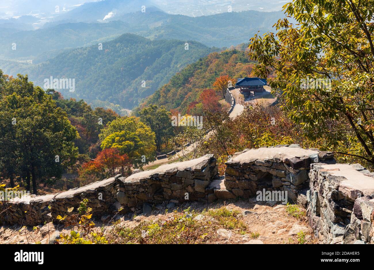 Beautiful Korean autumn scenery. Colorful autumn leaves seen from the ...
