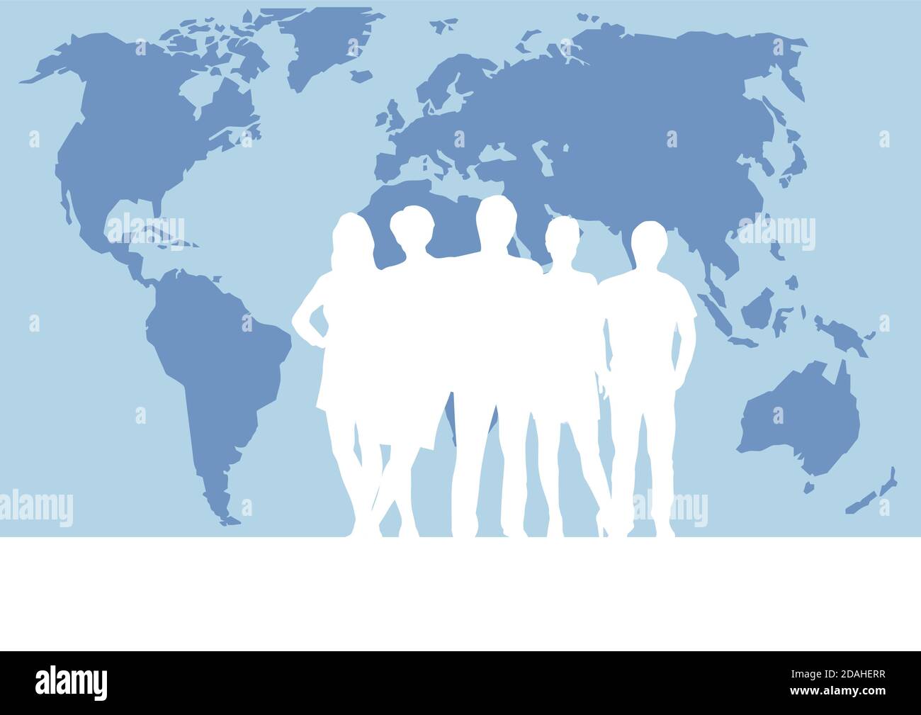 people on world map, vector poster and background. Teamwork and ...
