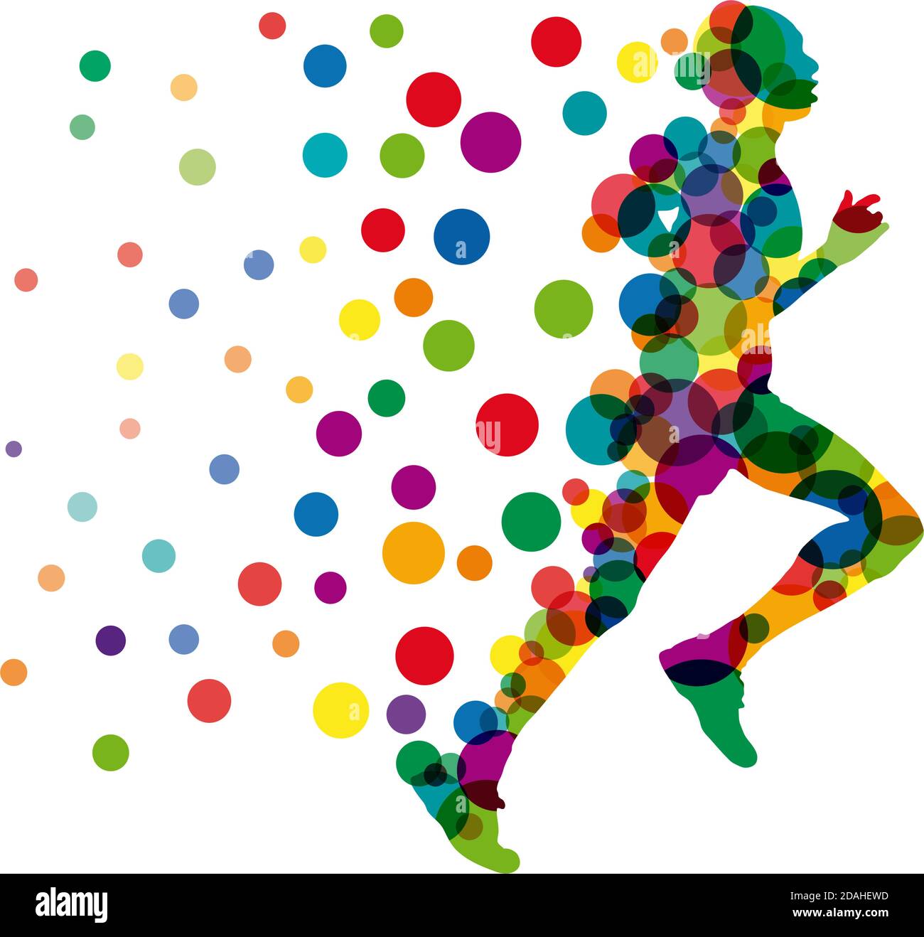 Vector sign man runs fast, runner with points and balloons Stock Vector ...
