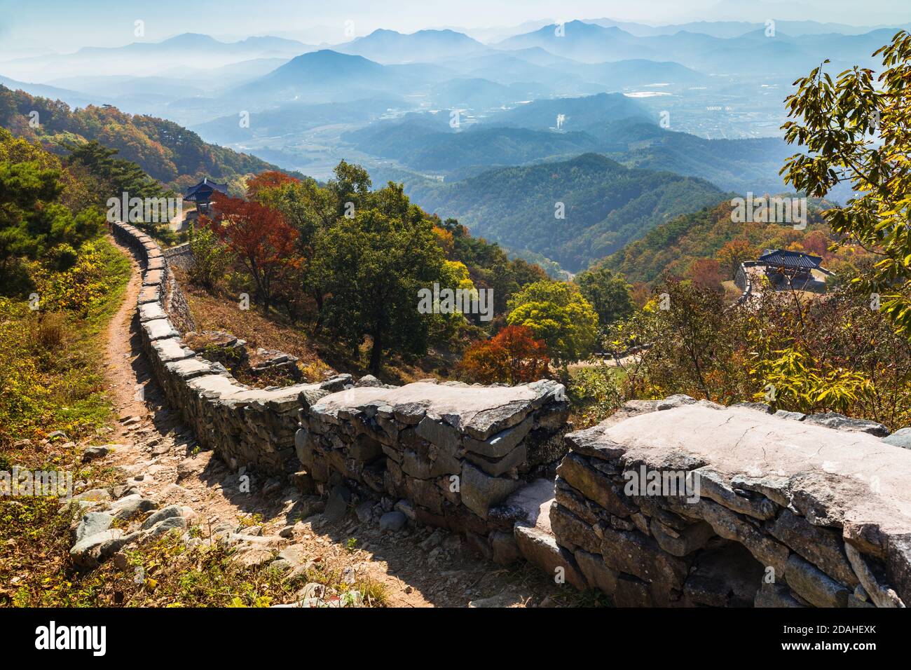 Beautiful Korean autumn scenery. Colorful autumn leaves seen from the ...