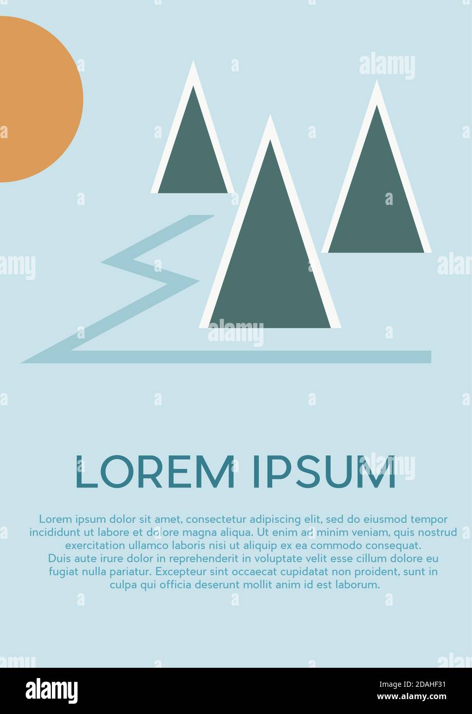 geometric vector background for poster or cover. Mountain, fir and ...