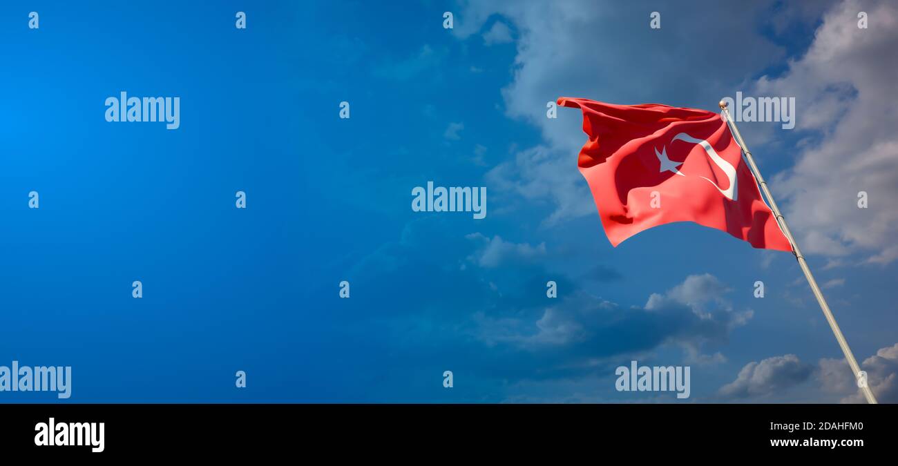 Beautiful national state flag of Turkey with blank space. Turkey flag ...