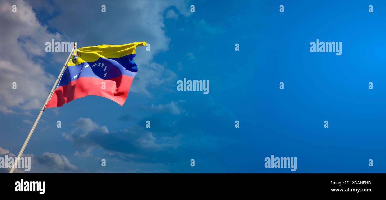Beautiful national state flag of Venezuela with blank space. Venezuela ...