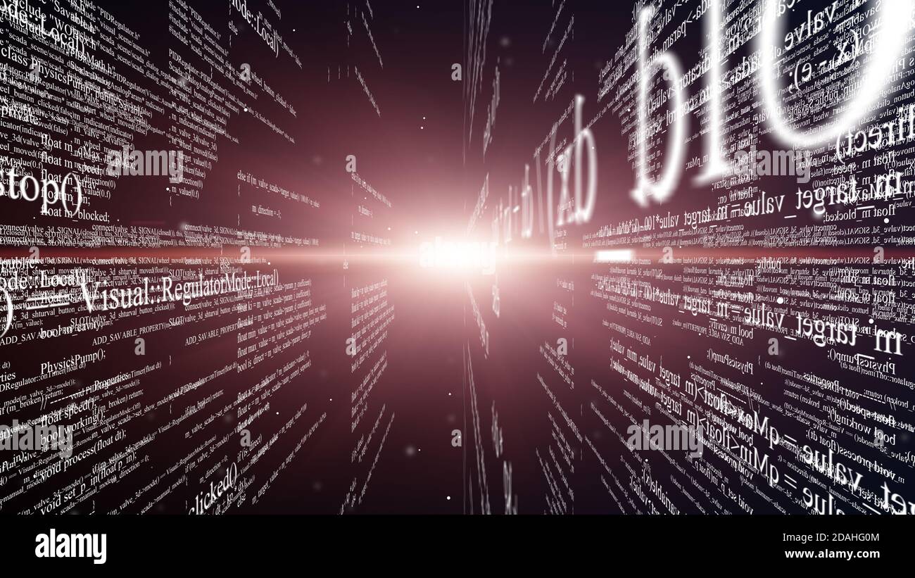 Abstract digital program code in blocks on a black background Stock Photo - Alamy