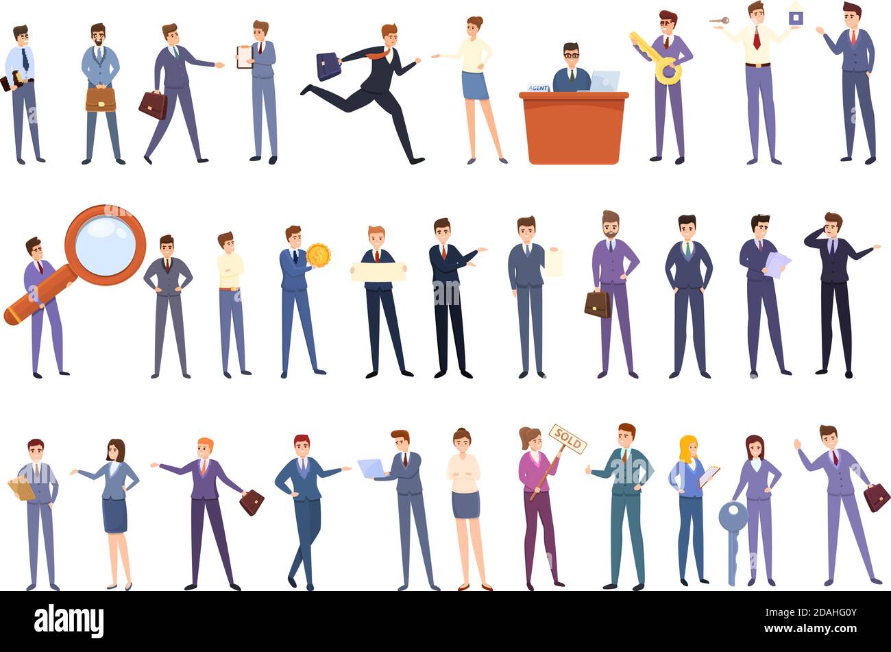 Agent icons set. Cartoon set of agent vector icons for web design Stock ...