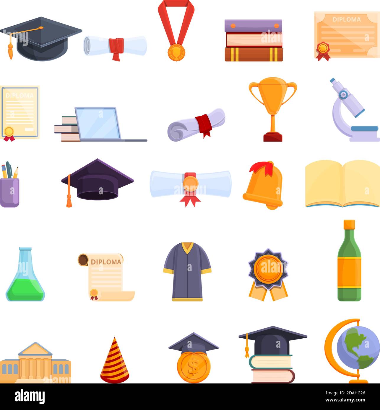 Degree icons set. Cartoon set of degree vector icons for web design ...