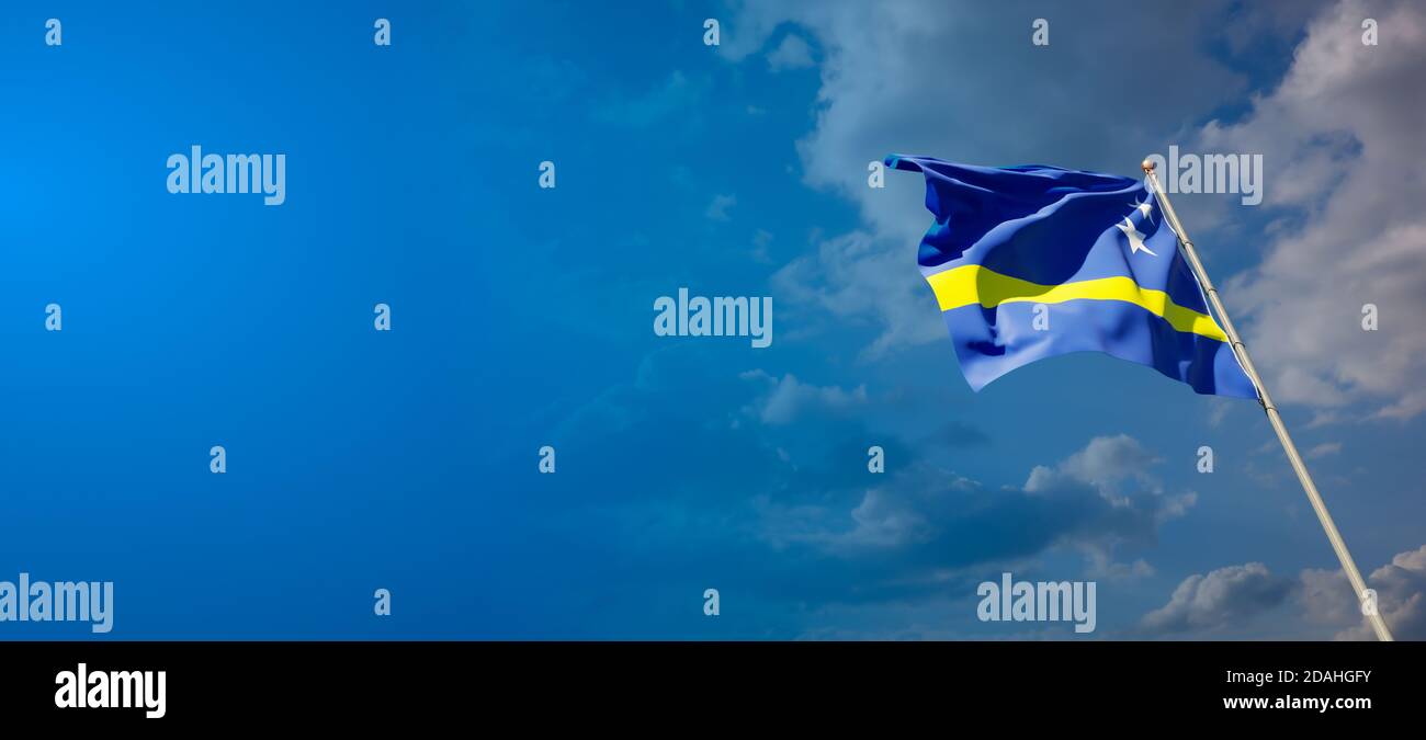 Beautiful national state flag of Curacao with blank space. Curacao flag ...