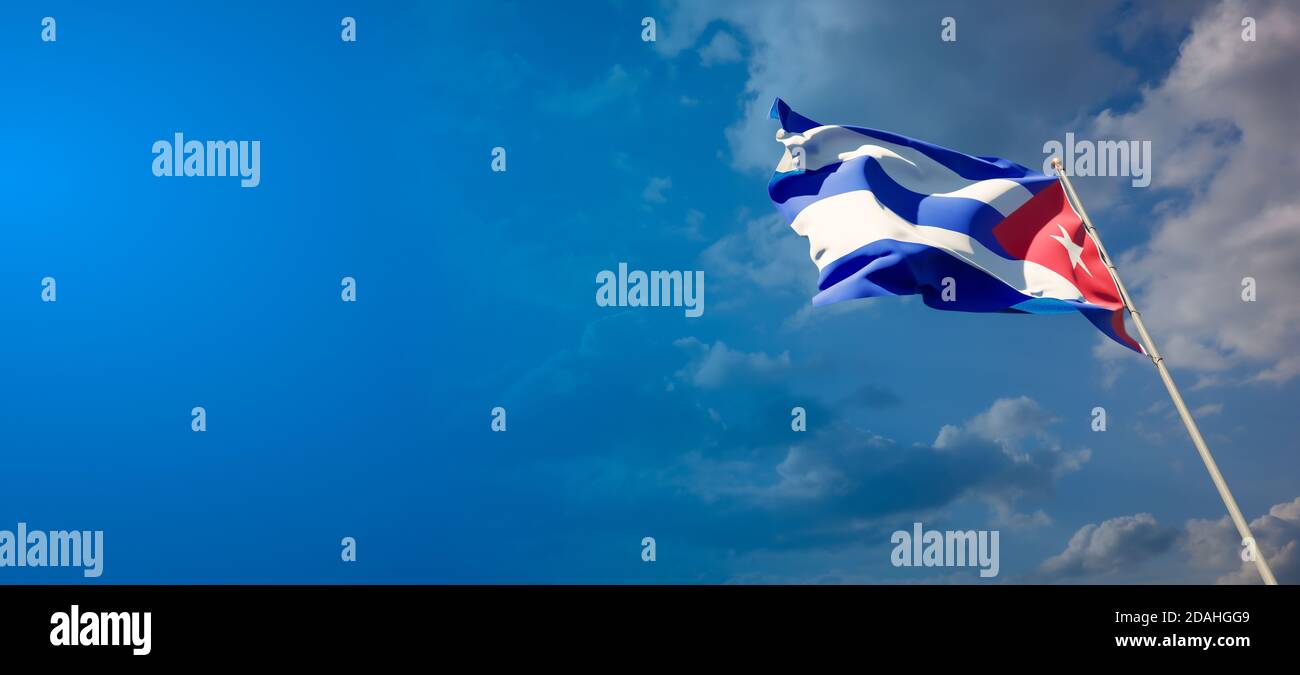 Beautiful national state flag of Cuba with blank space. Cuban flag on ...