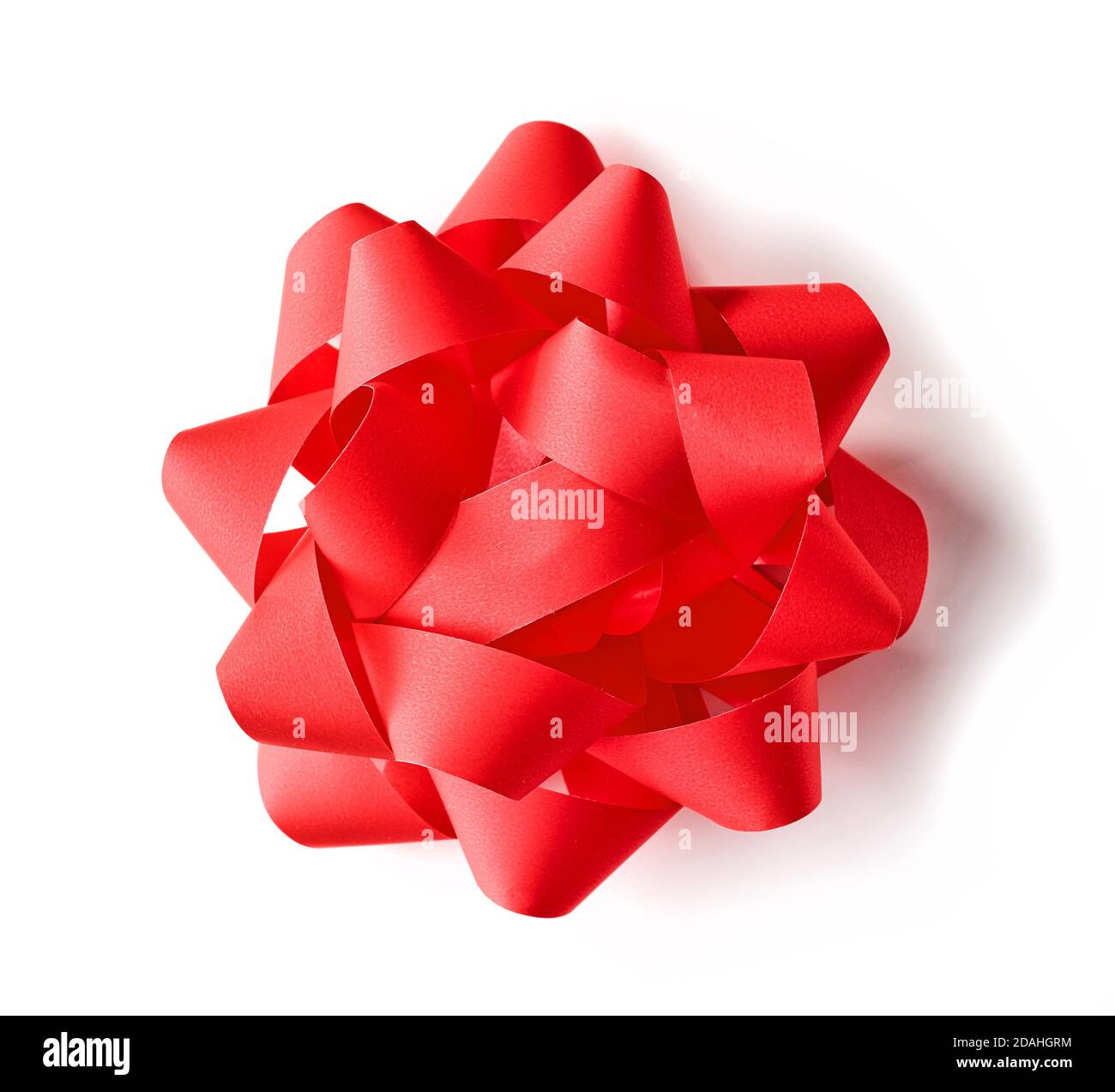 red paper ribbon bow isolated on white background, top view Stock Photo ...