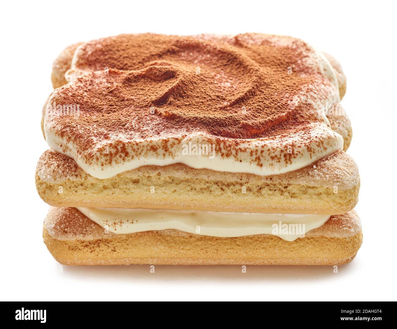 Tiramisu cake isolated on white background Stock Photo - Alamy