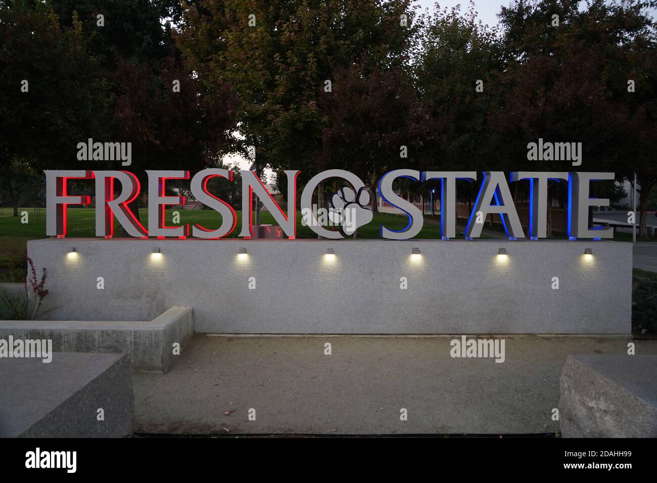 Fresno, United States. 31st Oct, 2020. The entrance sign at Fresno ...