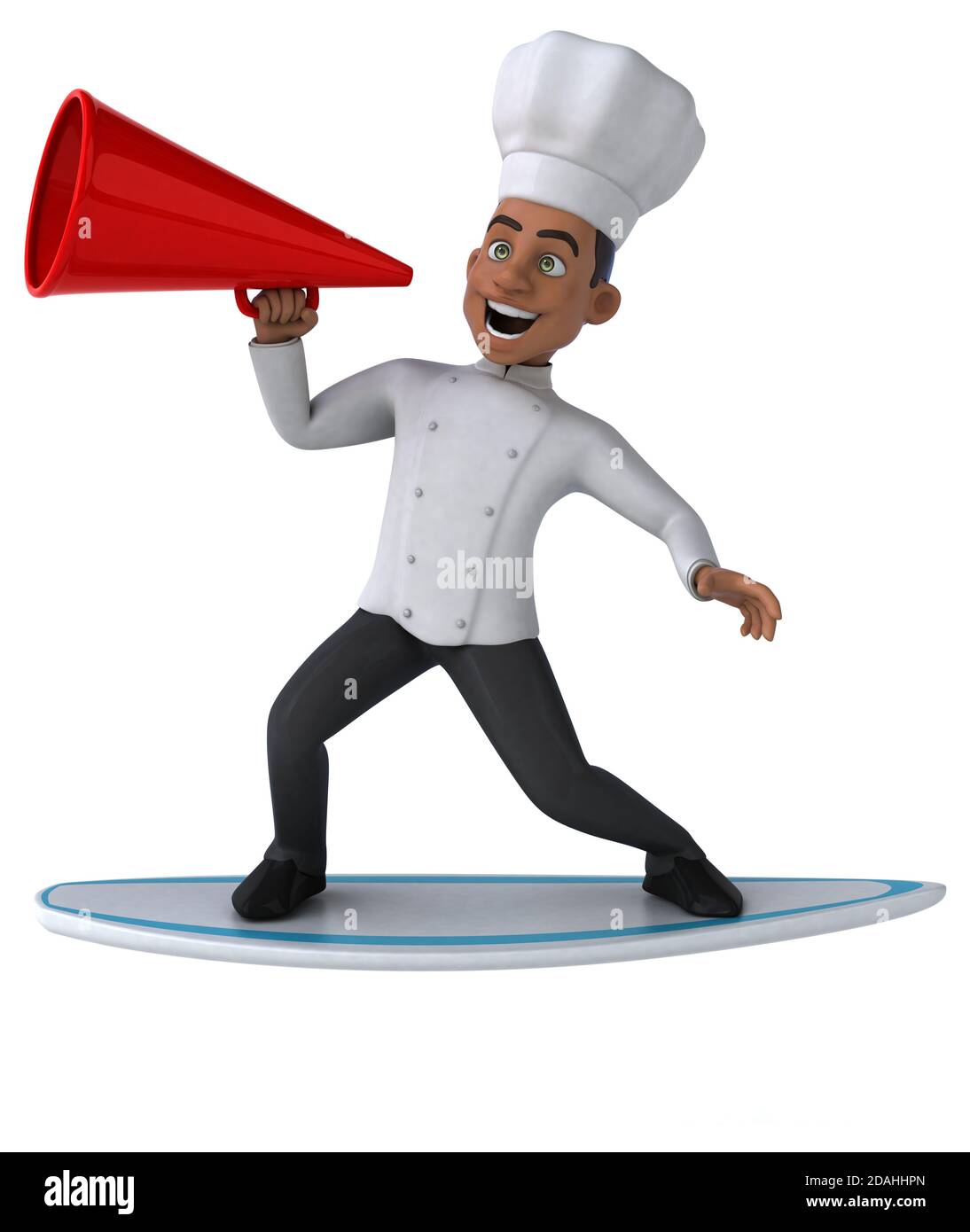 Fun 3D cartoon chef surfing Stock Photo - Alamy
