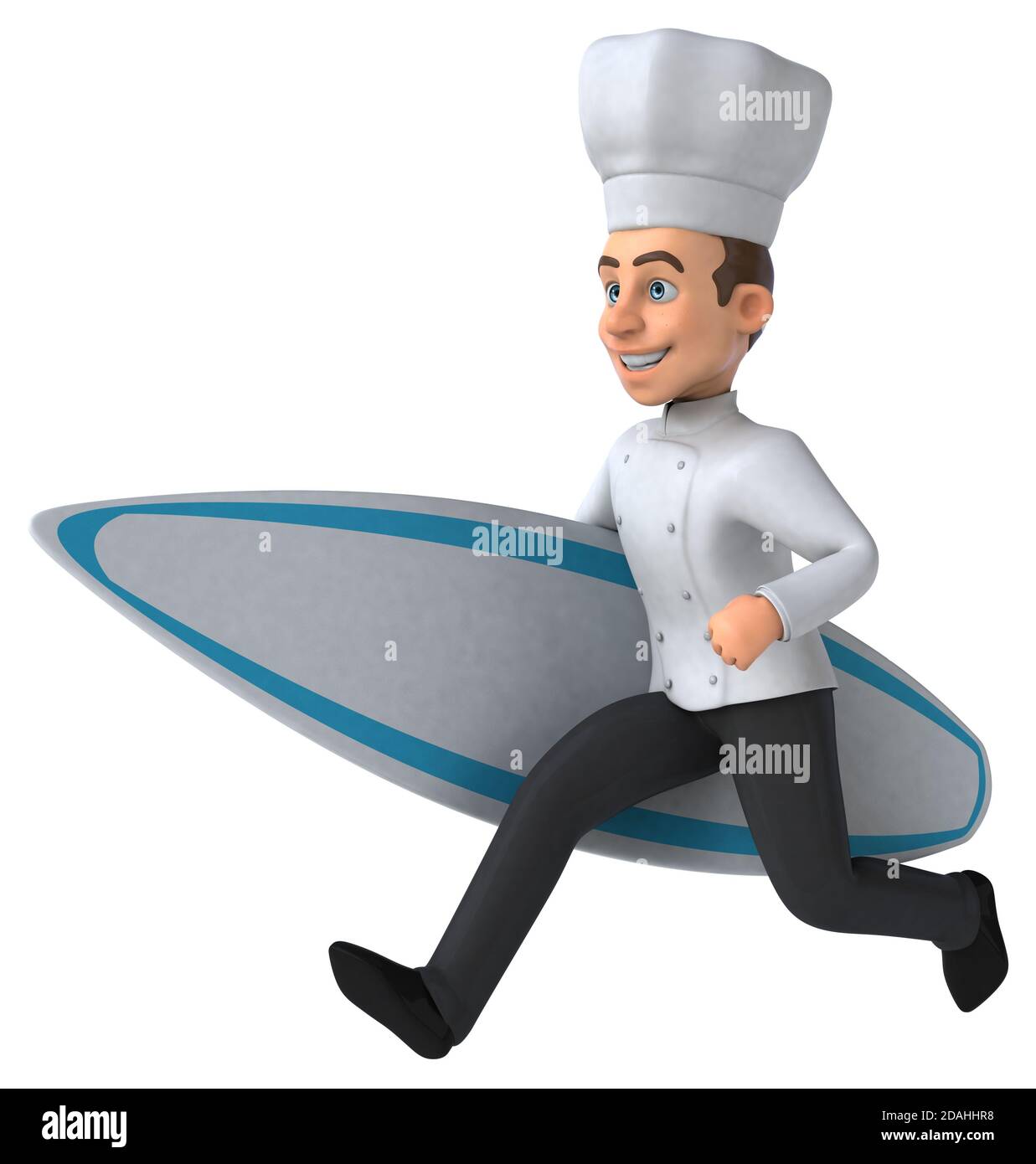 Fun 3D cartoon chef surfing Stock Photo - Alamy