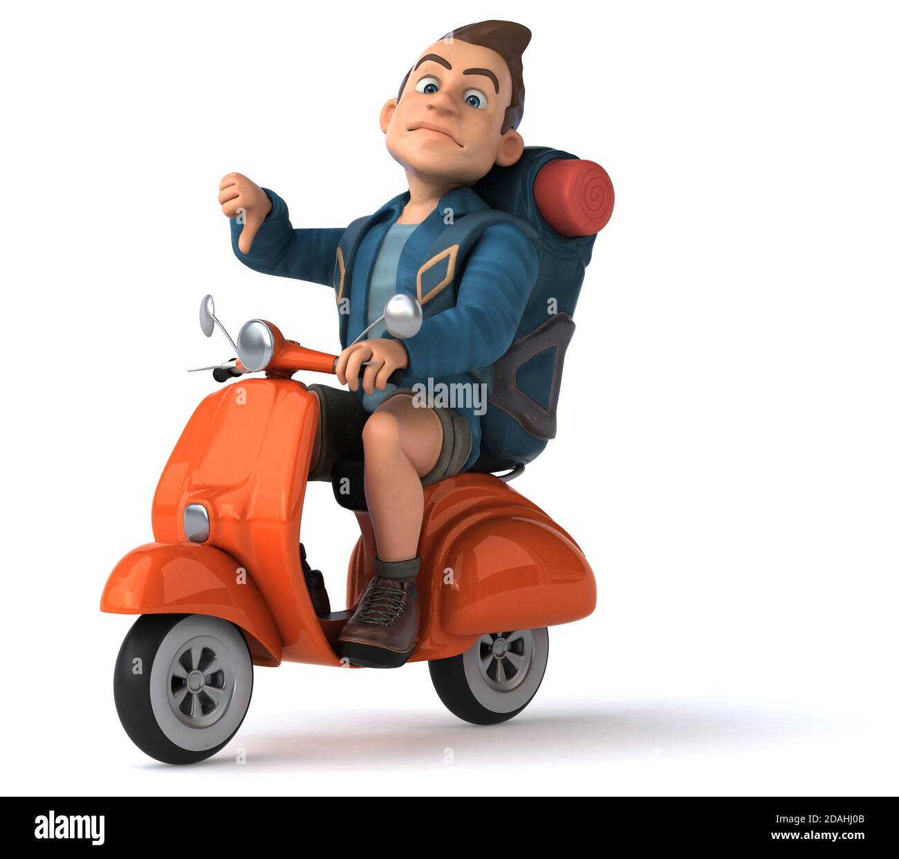 Fun illustration of a 3D cartoon backpacker Stock Photo - Alamy