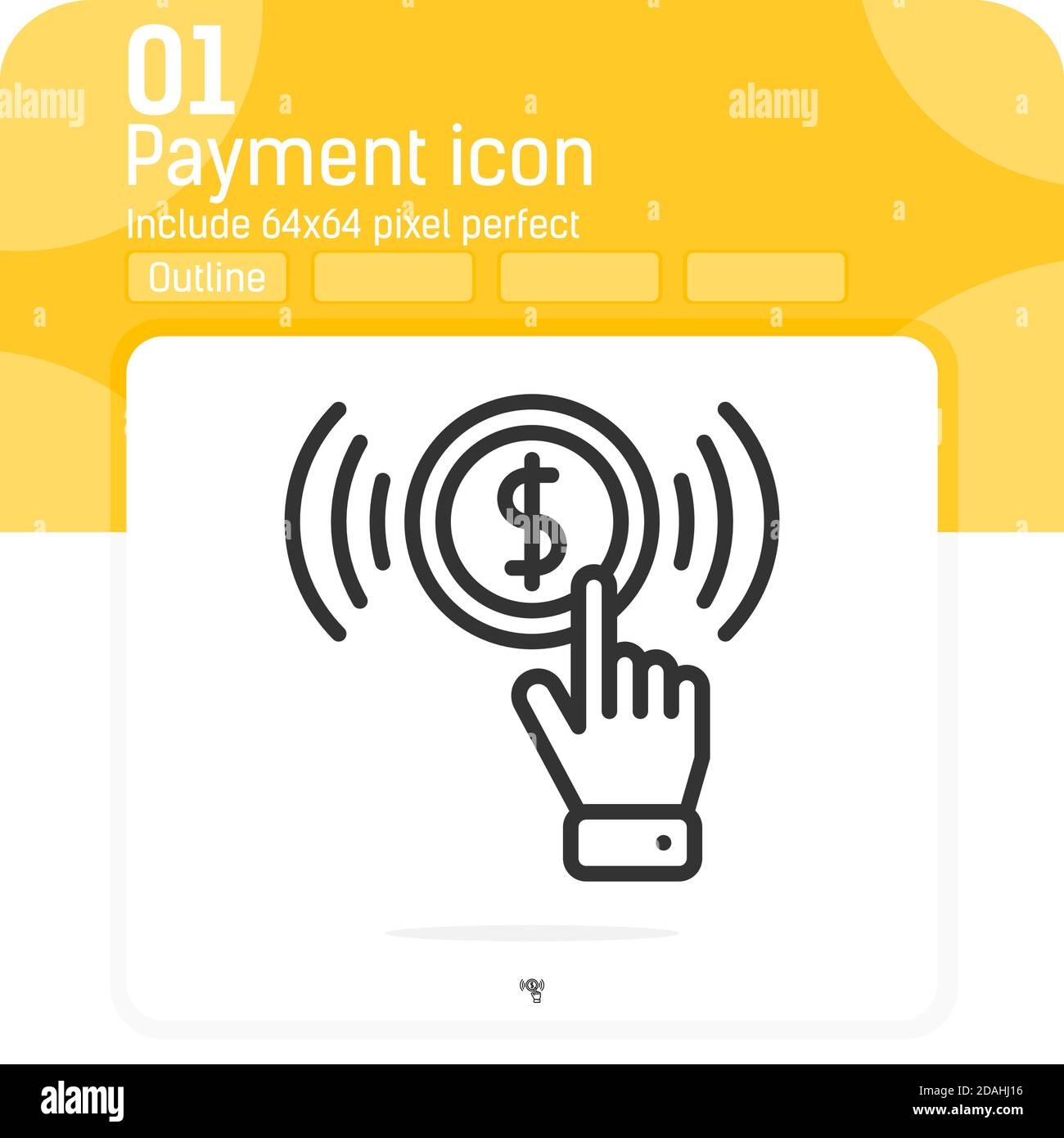 Pay per click vector icon with outline style isolated on white ...