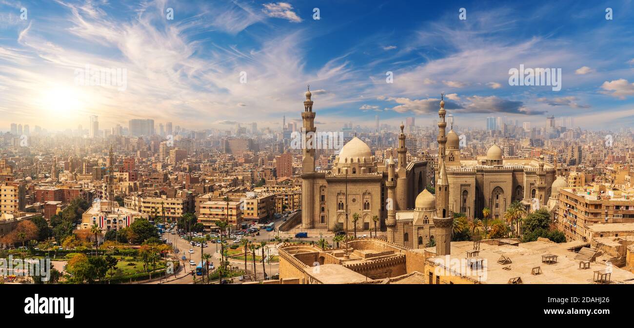 Mosque and Madrasa of Sultan Hassan at sunset, Cairo Citadel, Egypt ...