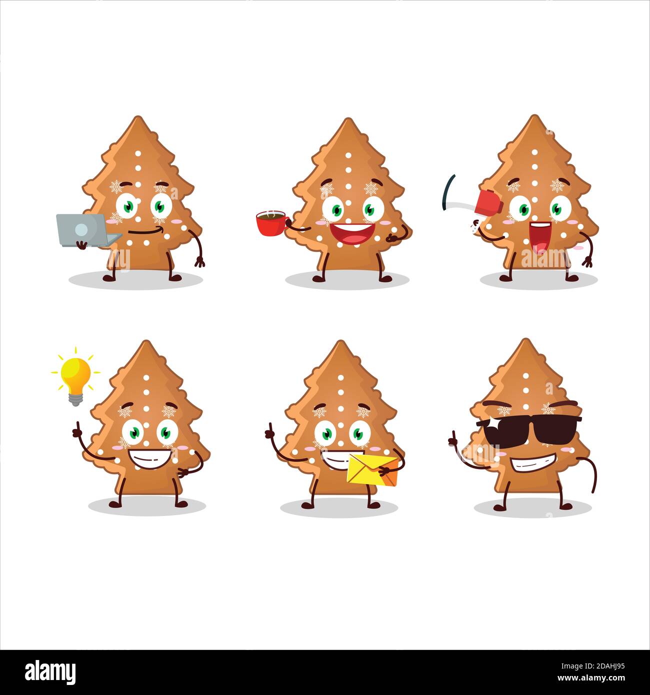 Blue Santa Bag Cartoon Character With Various Types Of Business