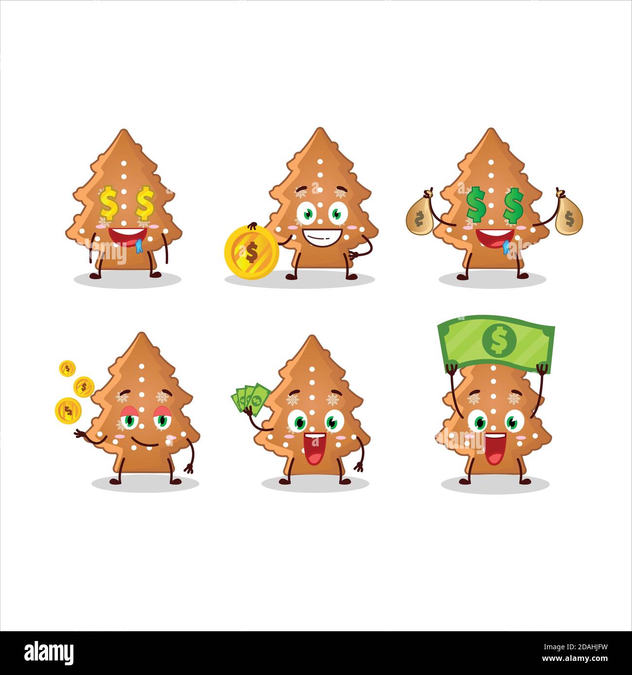 Cookies tree cartoon character with cute emoticon bring money Stock ...