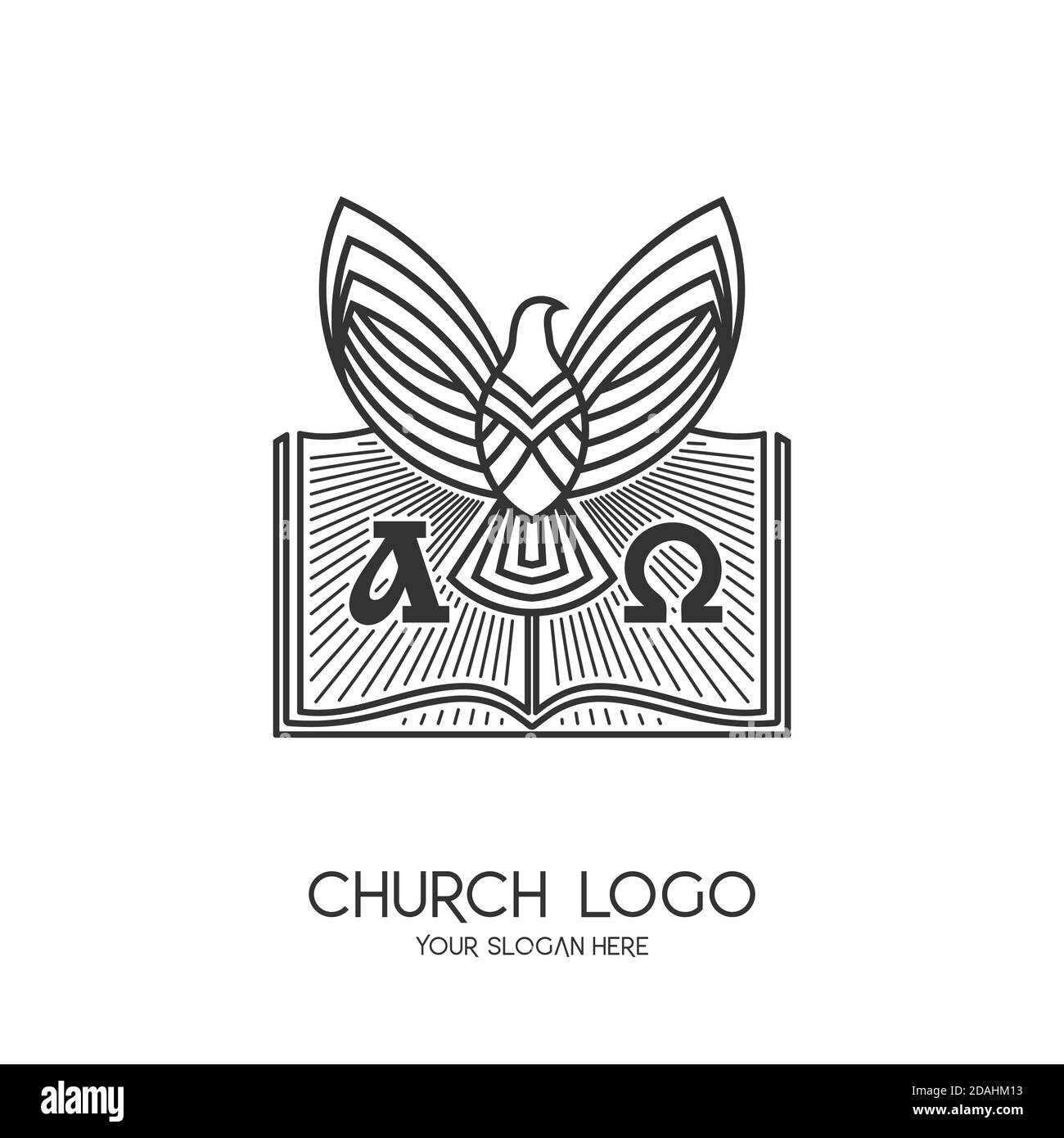 Church logo. Christian symbols. Bible and the Symbol of the Holy Spirit ...