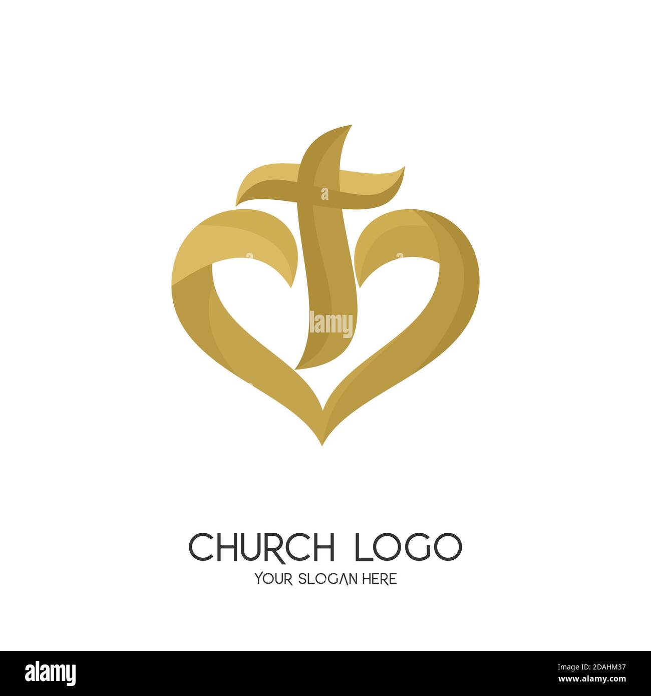 Church logo. Christian symbols. Heart and cross of the Lord Jesus ...
