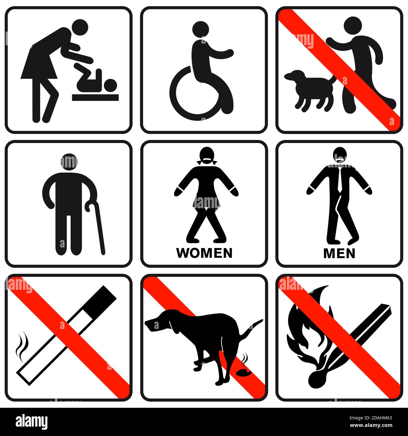 Set of information signs prohibition signs - vector illustration Stock ...