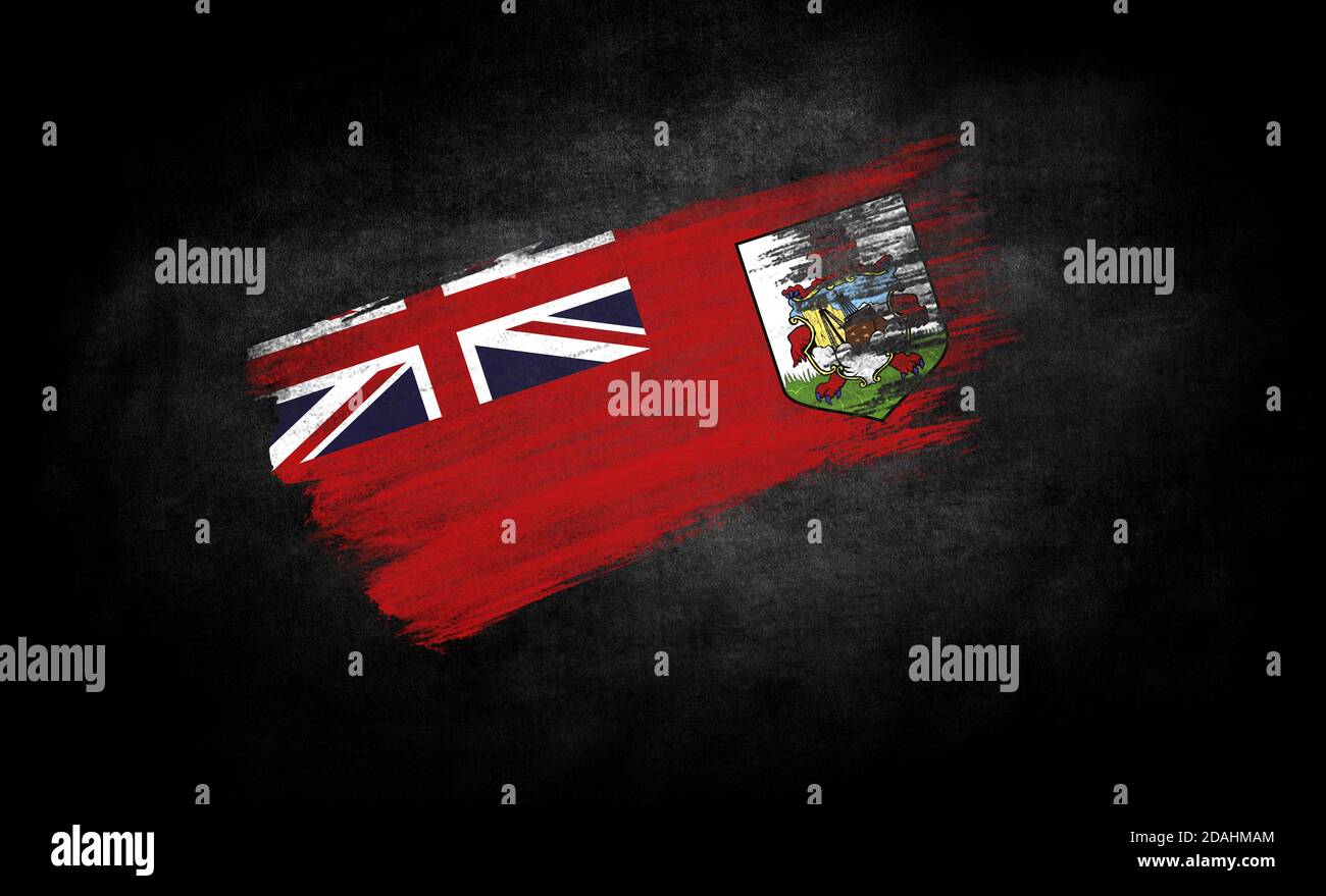 smear of paint in the form of the flag of Bermuda Islands close-up on a ...