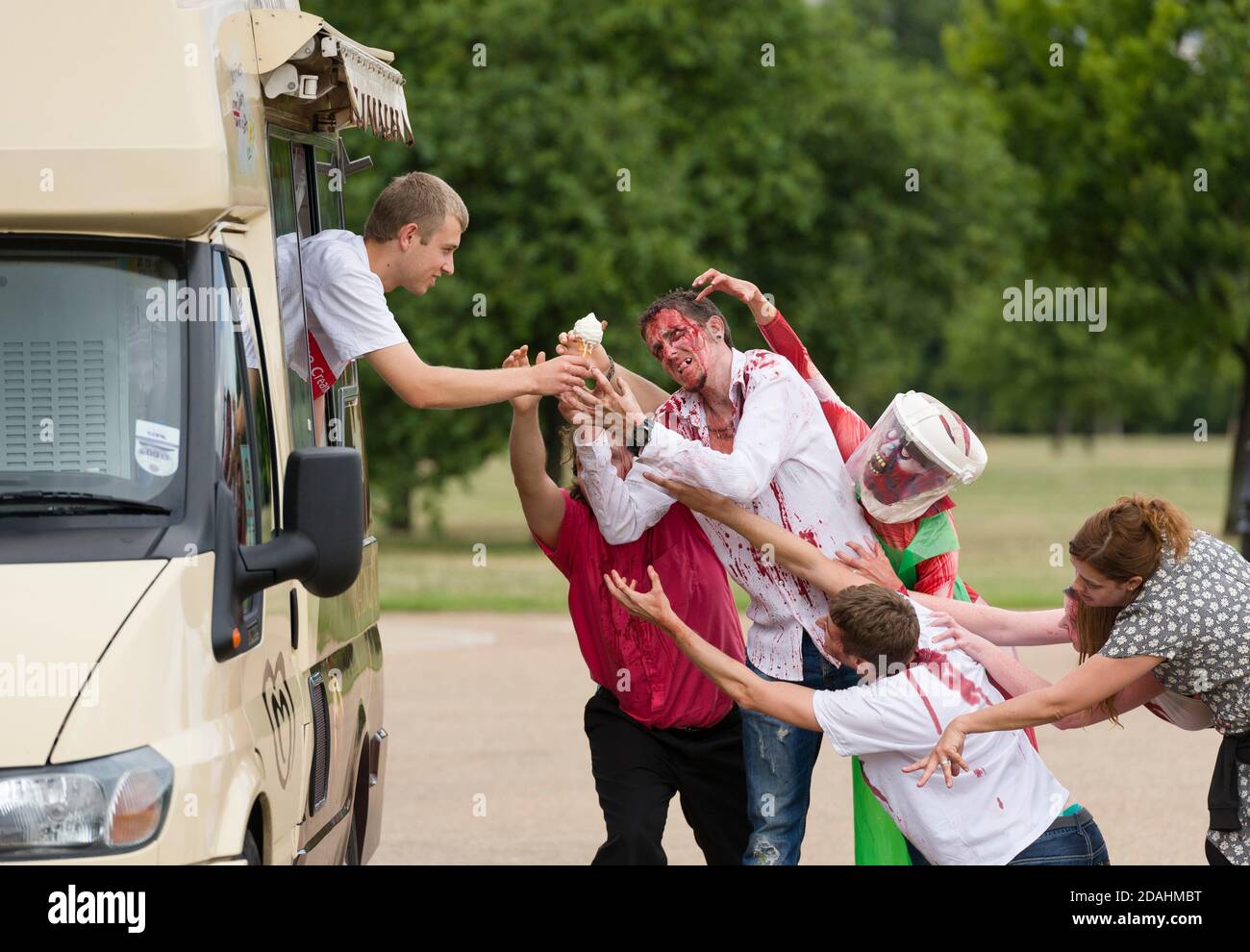People learning how act like a zombie at a zombie training day, Hyde ...