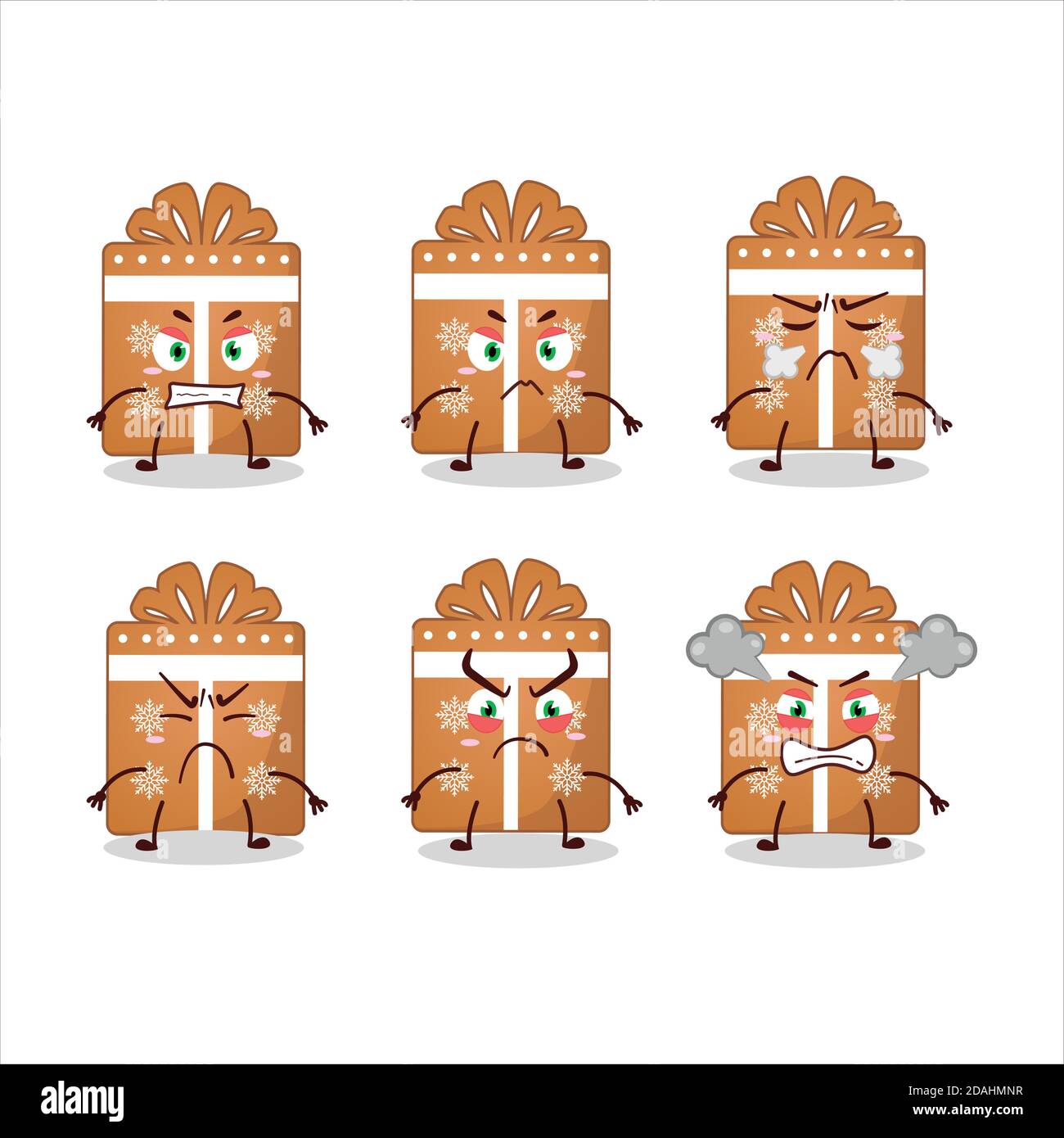 Gift cookies cartoon character with various angry expressions Stock ...