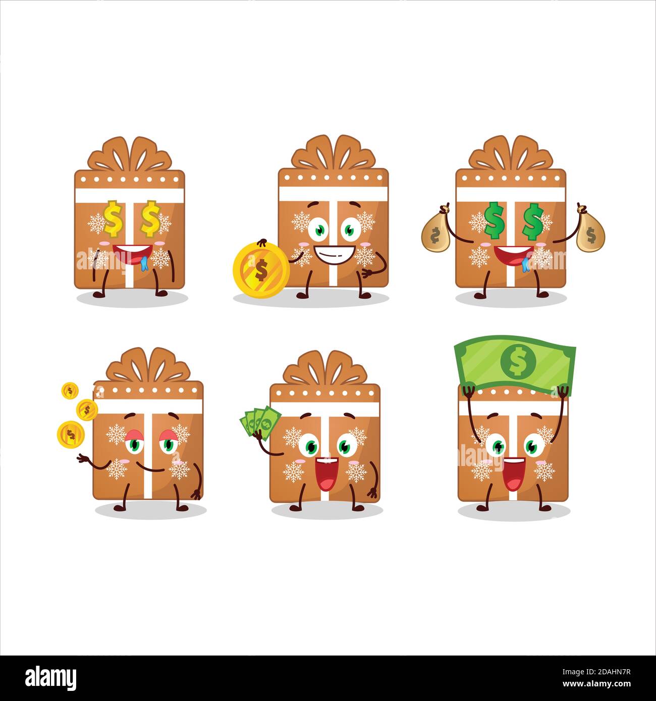 Gift cookies cartoon character with cute emoticon bring money Stock ...