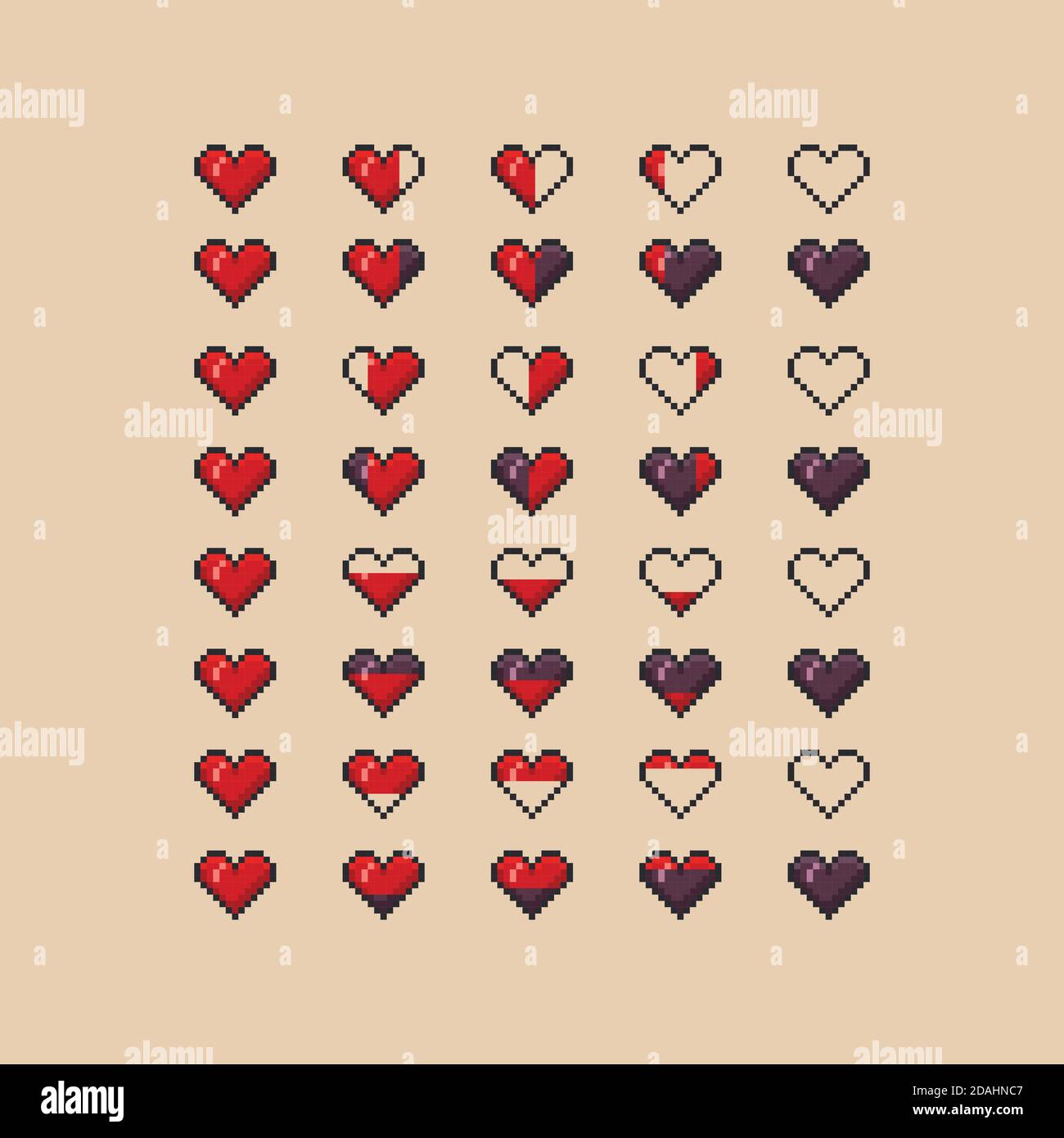 Isolated pixel health bar heart Stock Vector Images - Alamy