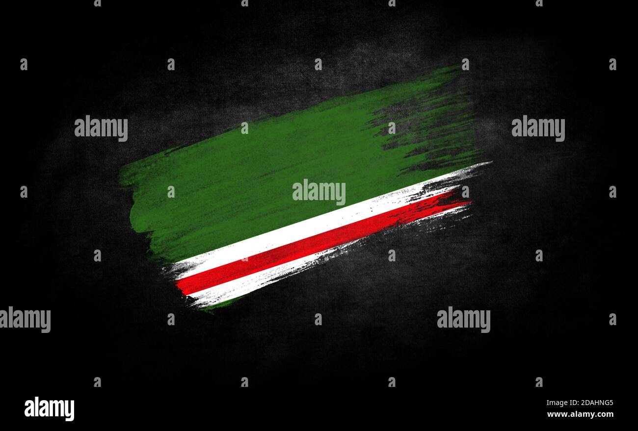 smear of paint in the form of the flag of Chechen Republic of Ichkeria ...