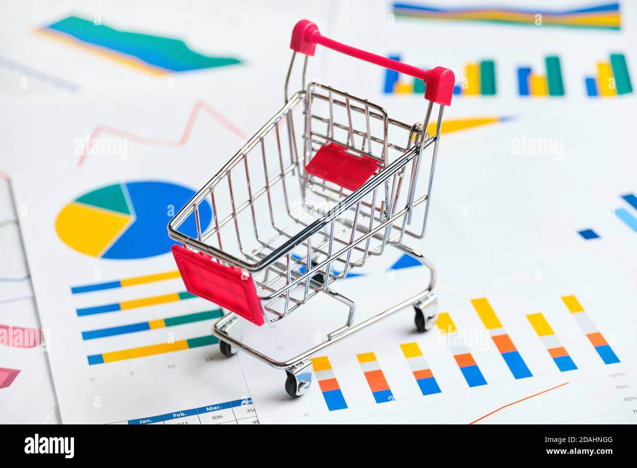 Concept of reports and sales charts for chain grocery stores Stock ...