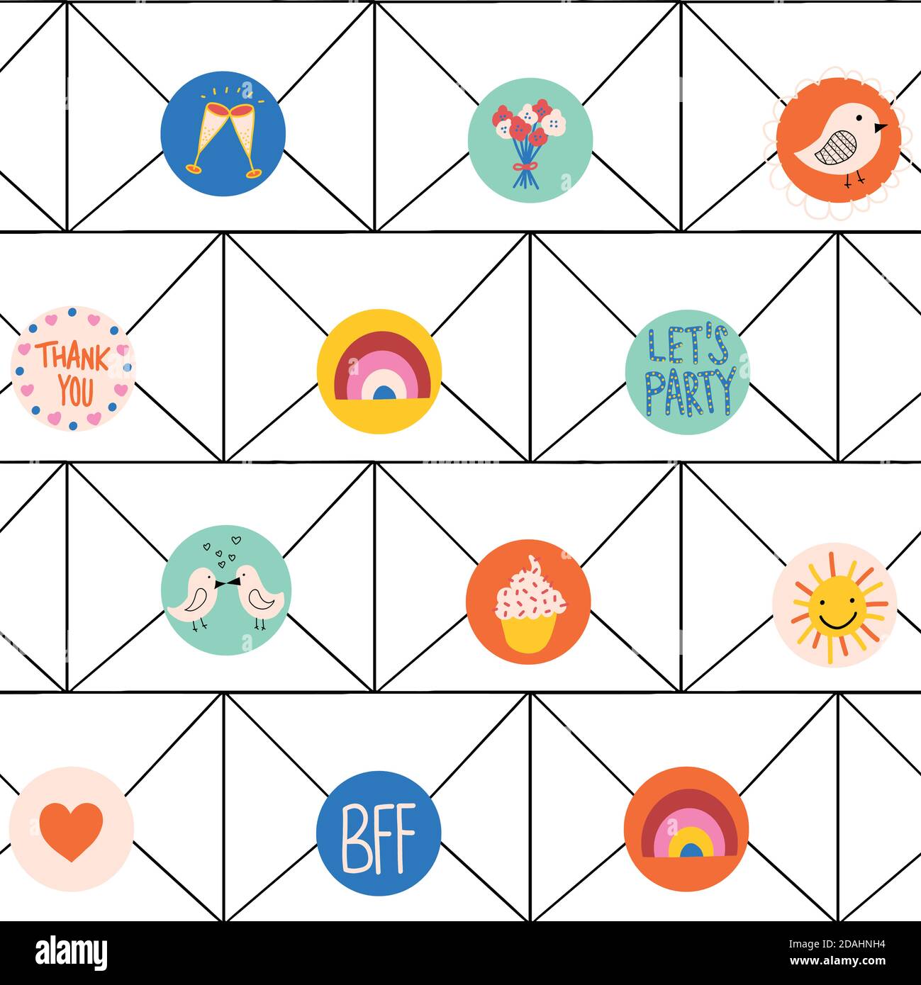 Kids stationery seamless vector background. Children letter envelopes ...