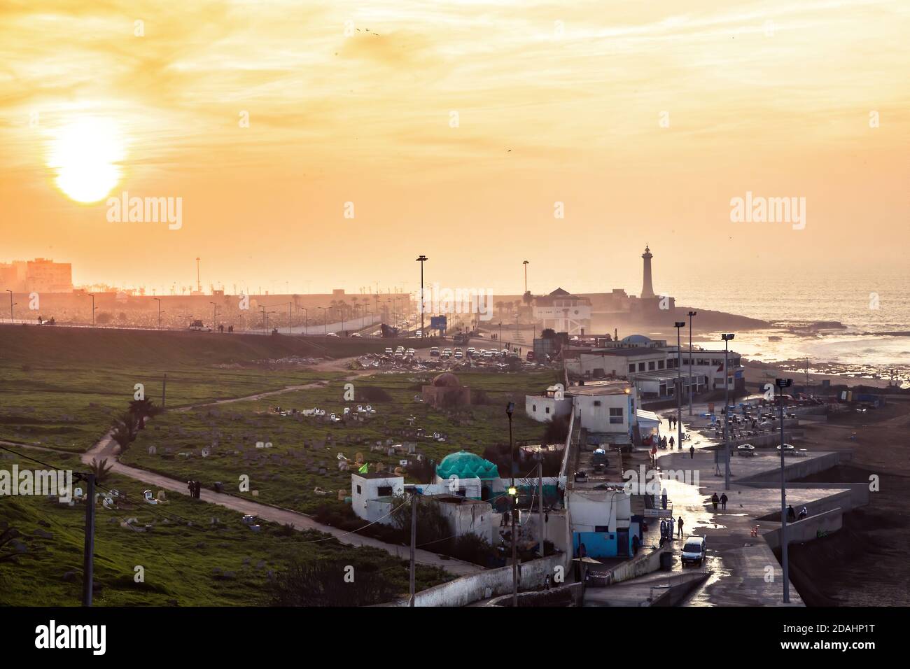 Rabat, Morocco - 4 JANUARY 2020 : Unique view of coastline, main road ...
