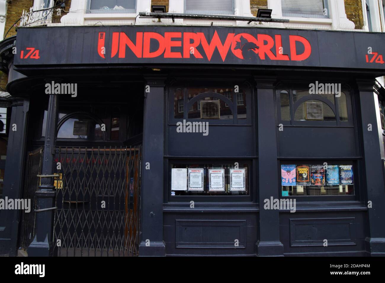 London, UK. 12th Nov 2020. Exterior view of The Underworld live music ...