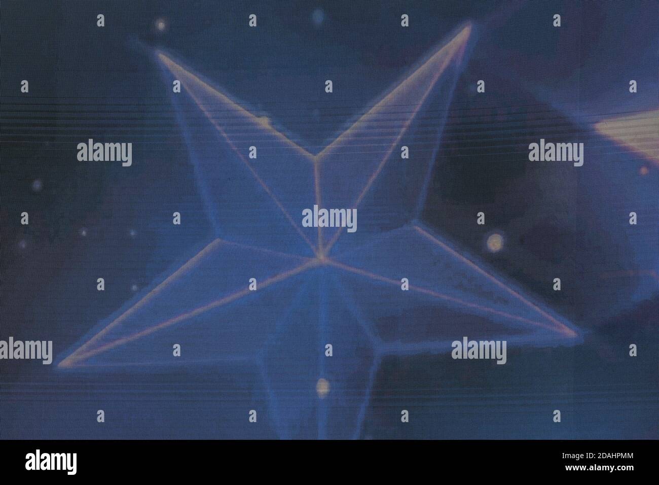 blue star symbol on a computer display, pixelation from screen Stock ...