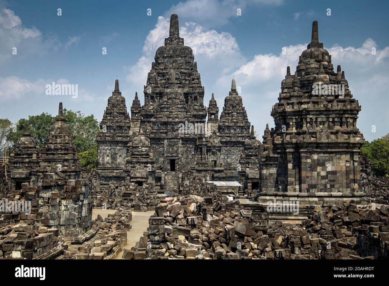 View of temple 9th-century Hindu temple Prambanan, complex featuring ...