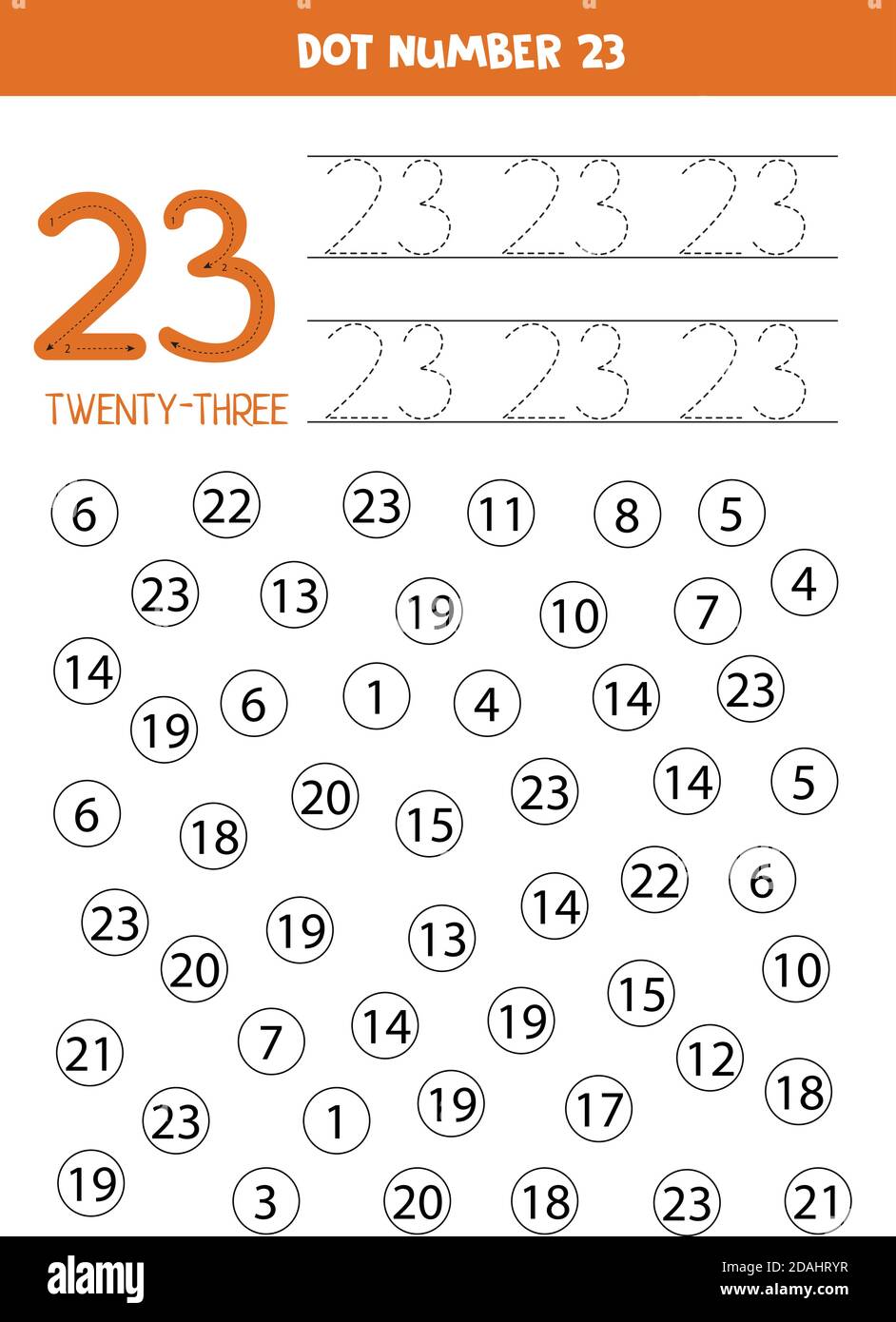 Find and dot number 23. Math game for kids Stock Vector Image & Art - Alamy