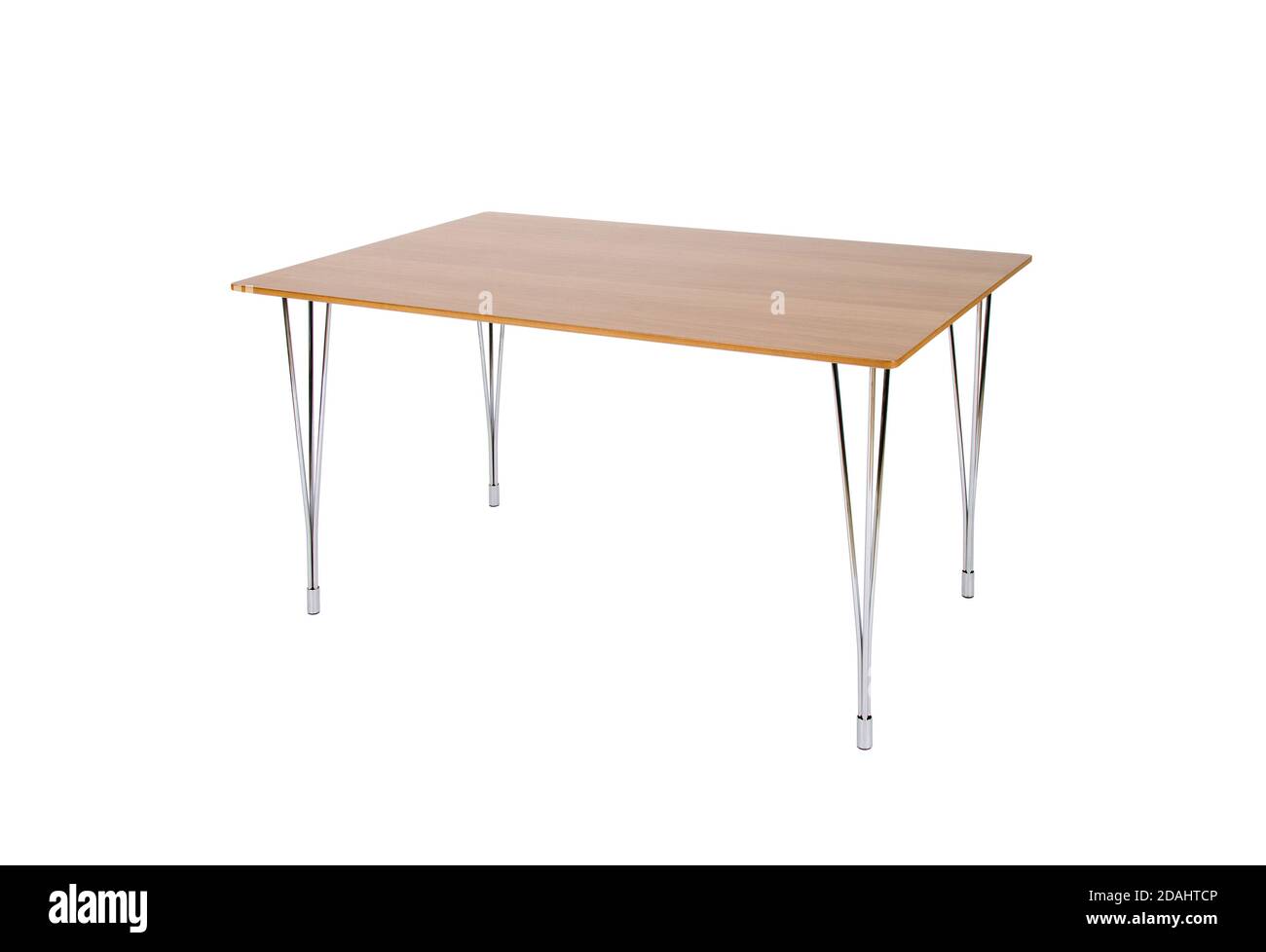 Simple wooden table isolated on a white background Stock Photo - Alamy